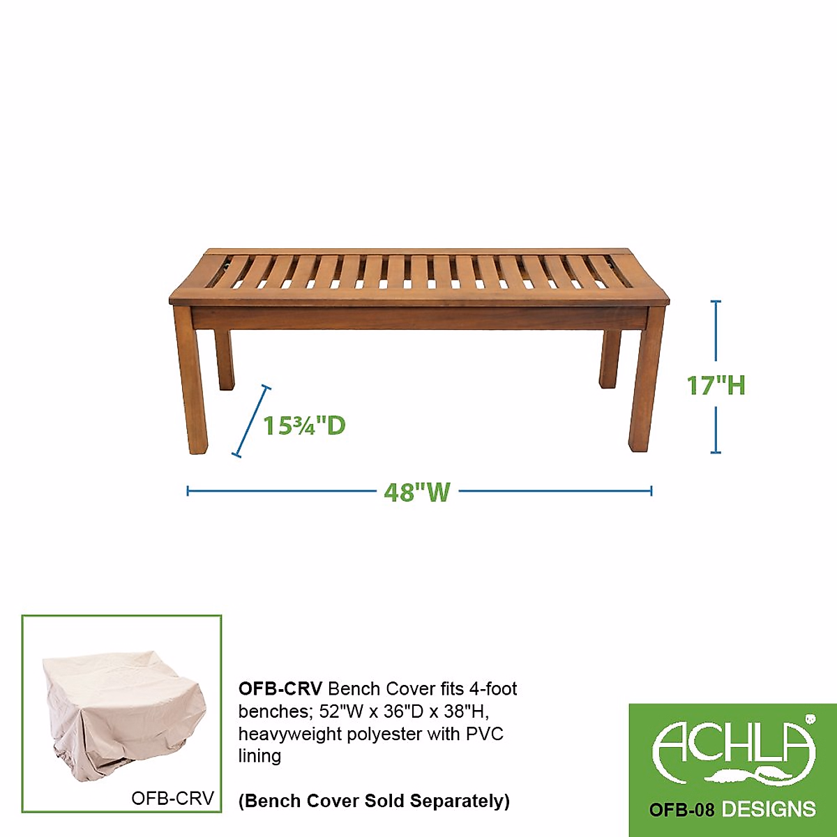 Achla Designs Backless Bench, 4-Foot - OFB-08