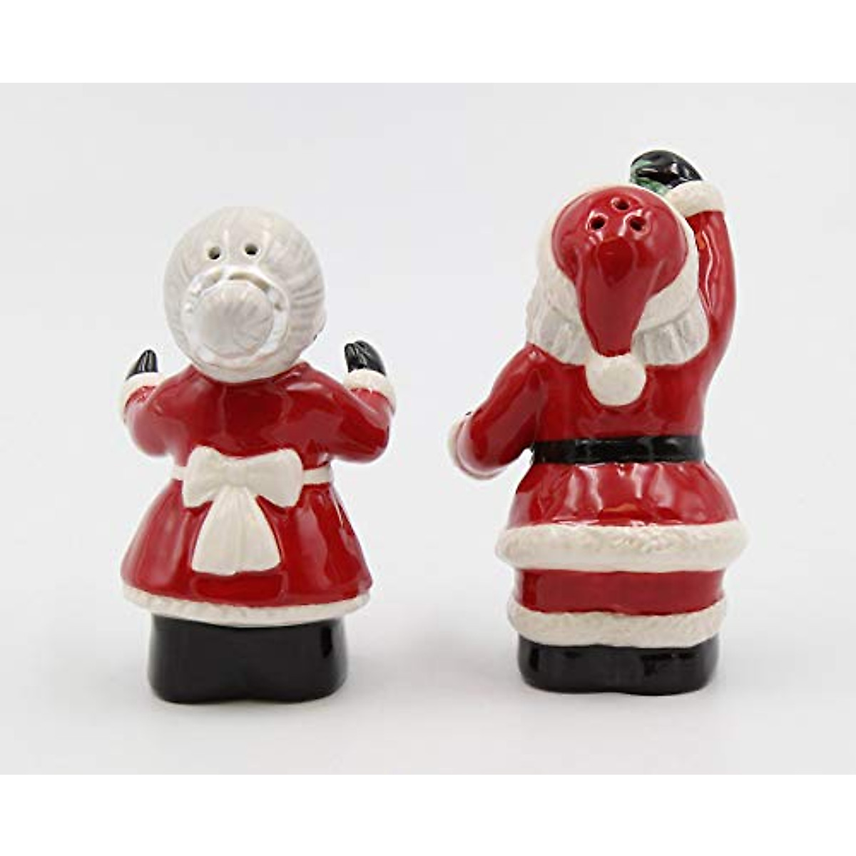 Fine Ceramic Kissing Santa & Mrs. Claus Under the Mistle Salt & Pepper Shakers Set, 3-3/8"