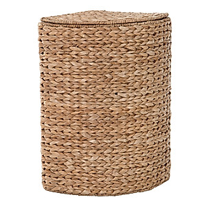 Pie-Shaped Sea Grass Laundry Basket with Removable Liner and Lid - Coastal, Natural Decor Style - Pie Shape Fits in Corner for Easy Storage - 27 in. height - from Kouboo