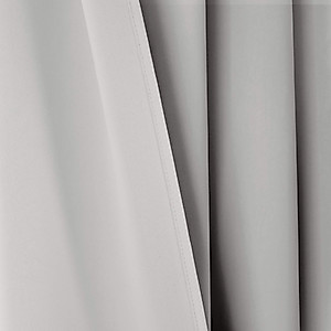 Lush Decor, Light Gray Insulated Knotted Tab Top Blackout Window Curtain Panel Pair, 95" x 52", 95 in x 52