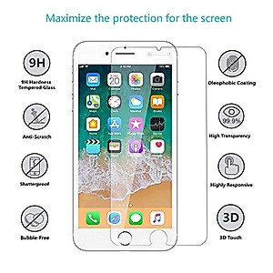 iPhone 8/7 Plus Screen Protector Glass, eTECH [3 Pack] Tempered Glass Screen Protector for Apple iPhone 8 Plus, iPhone 7 Plus [5.5"inch] 2017 2016 – Bubble Free, Case Friendly, HD Crystal Clear