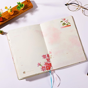 SIIXU Colorful Undated Daily Planner, Weekly & Monthly, Flower Theme Daily Organizer Journal Notebook, A5, 5.8"x8.5", 128 Pages