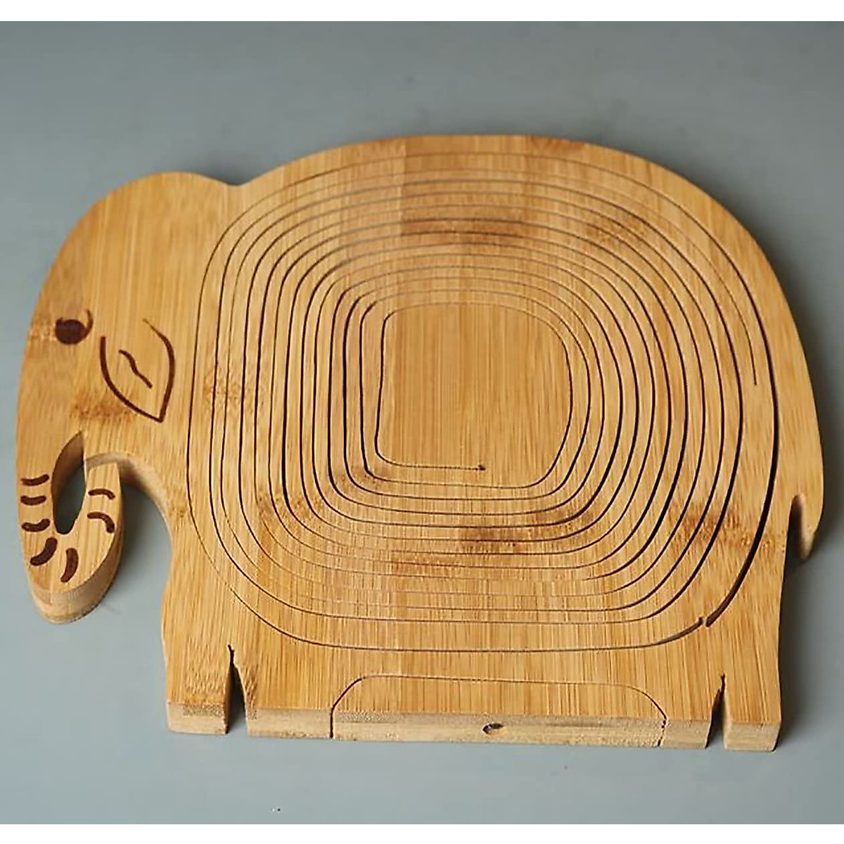 Foldable Wooden Fruit Basket for Kitchen Table In Elephant Shape Cute Flowers Nuts Candy Storage Box for Holiday Family Party