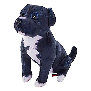 WILD REPUBLIC Rescue Dog, Black Pitbull, Stuffed Animal, with Sound, 5.5 inches, Gift for Kids, Plush Toy, Fill is Spun Recycled Water Bottles
