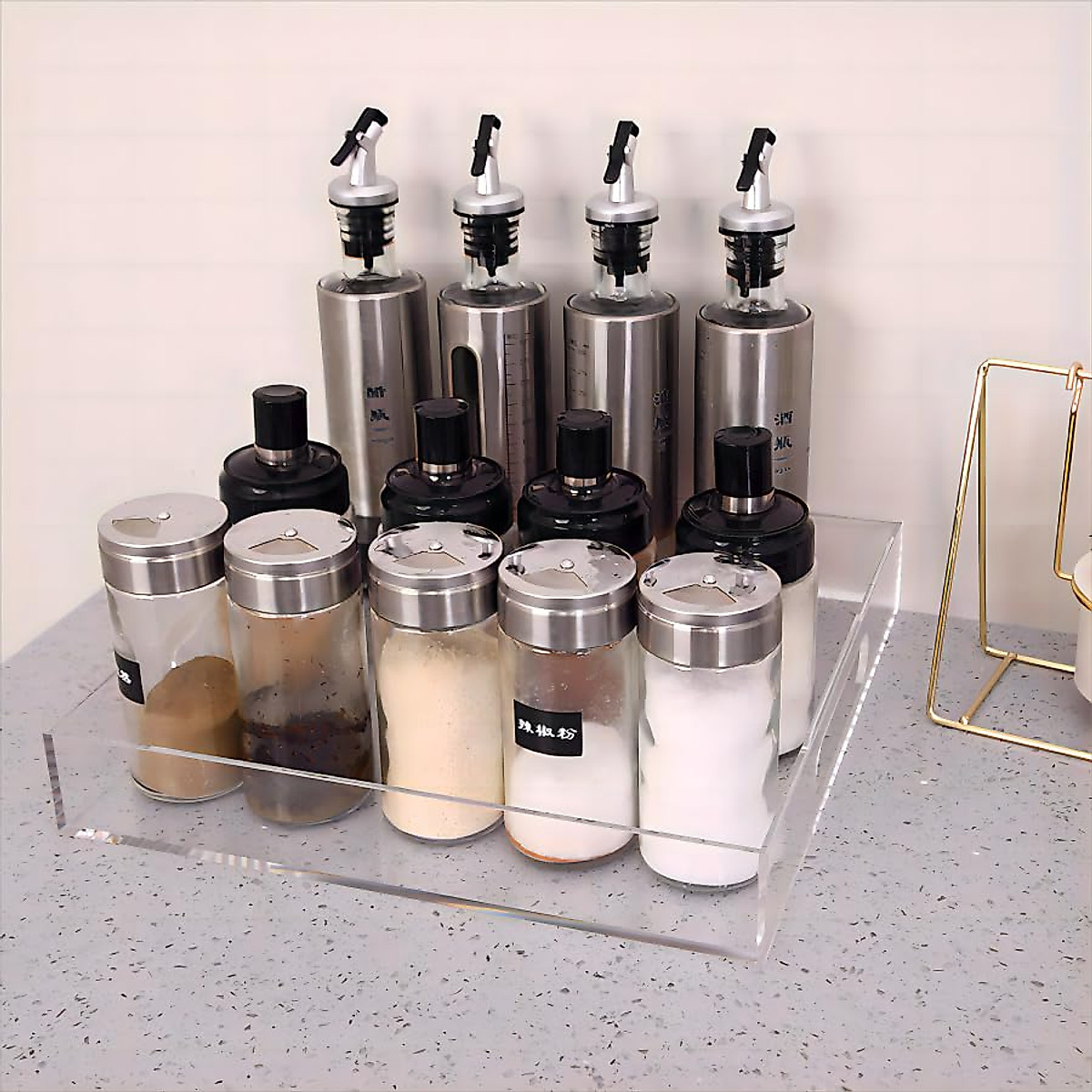 YFYCUSA Clear Acrylic Tray 10"x10" in, Serving Tray with Handles, Acrylic Trays for Serving, Spill Proof, Coffee Trays, Serving Trays, Food Trays, Ottoman Dressing Tables, Square Tray