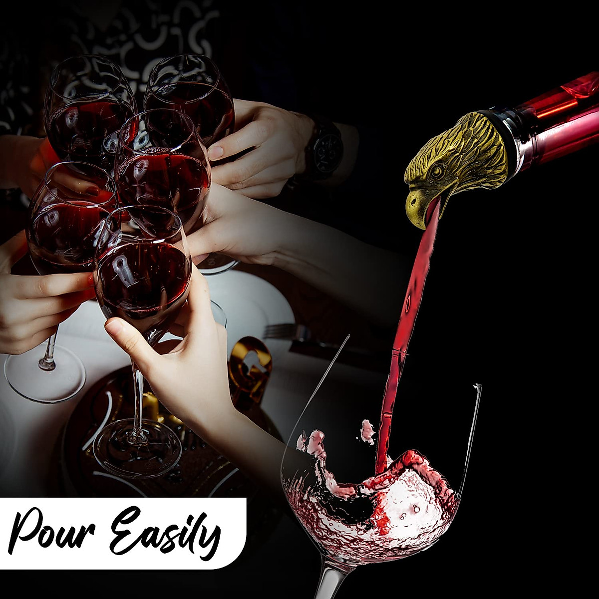 Lion Wine Pourer for Wine Bottles, Stainless Steel Animal Bar Liquor Bottle Pourer Liquor Pour Spout for Liquor Bottles, Speed Pourer Wine Areator Spout Bottle Pourer for Alcohol (Eagle Head)