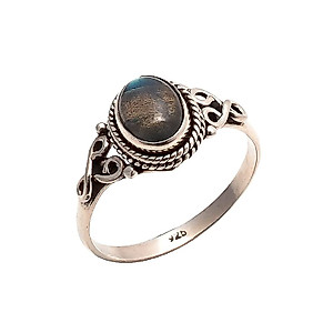 Labradorite Stone Ring 925 Sterling Silver Statement Ring For Women Handmade Rings Gemstone Christmas Promise Ring Size US 9 Gift For Her