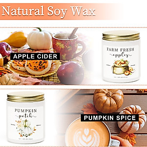 Thanksgiving Fall Scented Candles Set, 2 Pcs 7oz Pumpkin Spice and Apple Cider Candle, Thanksgiving Fall Candle Gifts for Women, Thanksgiving Table Centerpiece, Fall Decorations for Home