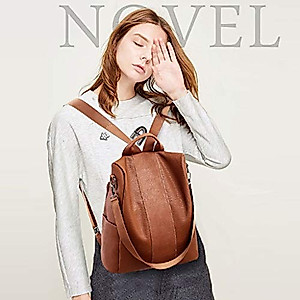 Women Backpack Purse Waterproof Nylon Anti-theft Rucksack Lightweight Shoulder Bag (Brown)