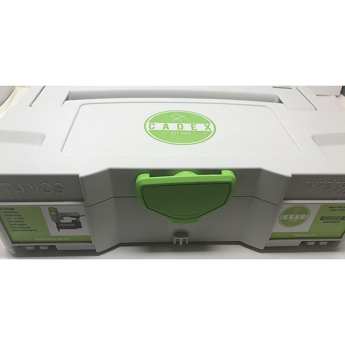 Cadex V2/21.55A 21 Gauge Pinner / Brad Pin Nailer 1/2" - 2-3/16" Kit with Reverse Contact Safety, and with Systainer Case Plus 6,000 Slight Headed Brads