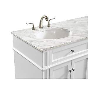 Elegant Kitchen and Bath 60 inch Double Bathroom Vanity Cabinet Set with White Marble Countertop - White