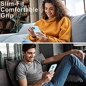 DEENAKIN Compatible with iPhone 14 Pro Max Case with Screen Protector - Silky Soft Silicone - Enhanced Camera Cover - Slim Fit Protective Phone Case for Women Girls 6.7" - Ice Blue