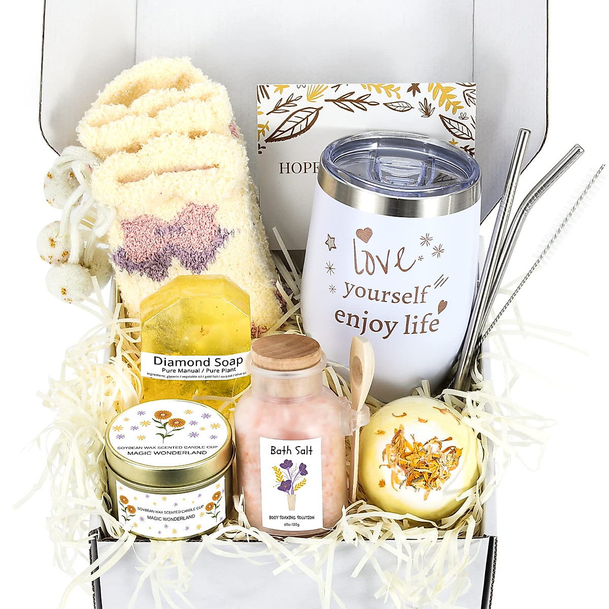 Gifts for Women, Birthday Gifts for Women, Unique Gift Ideas for Mom from Daughter, Gifts for Friends Female, 30th 40th 50th Happy Birthday Gift Basket for Women, Thank You Gift for Women (Yellow)