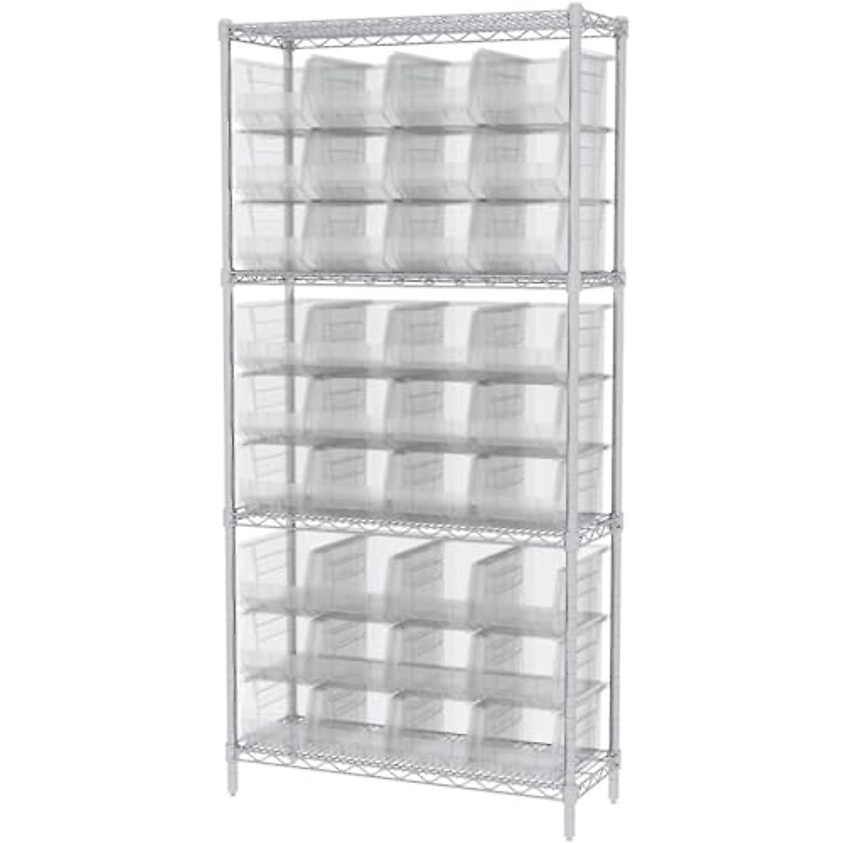 Akro-Mils 30240 AkroBins Plastic Hanging Stackable Storage Organizer Bin, 15-Inch x 8-Inch x 7-Inch, Clear, 12-Pack