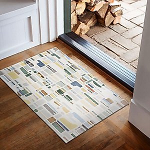 DECOMALL ANNIKA Washable Door Mat, Modern Abstract Geometric Non-Shedding Small Rugs for Entrance Welcome Mat, Multi 2’x3’