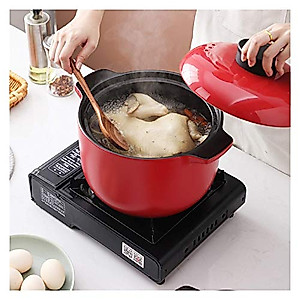 TYUXINSD Durable Stockpot Classic Round Covered Casserole Red High Temperature Resistant Earthenware Pot Stovetop Ceramic Stew Pot Stockpot Kitchen Cooking Pot Soup Pot (Size : 3.6L) (Size : 2.8L)