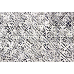 Casavani Hand Made Cotton Dhurrie Abstract Blue & Beige Tassel Rug Easy Care Washable Rugs for Doormat Entryway Living Room Bedroom Hallway Balcony 12x12 Feet Square