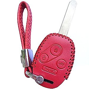 Alegender Genuine Leather Key Fob Cover Bag Protector Remote Jacket Holder Fit for Honda 3+1 Buttons CRV Accord Civic Polit Head Key