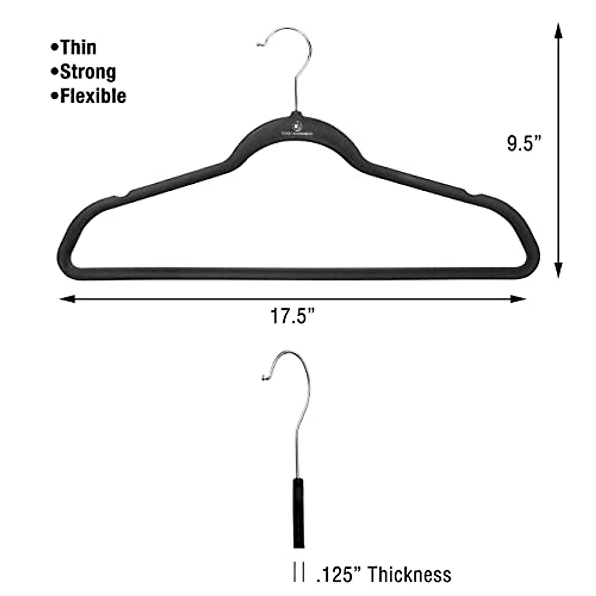 Velvet Hangers, Sturdy and Space Saving Hanger. Black 50 Pack