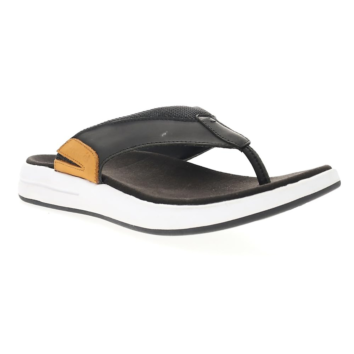 Propét Men's Easton Nubuck Thong Sandals, Black, 13 X-Wide US