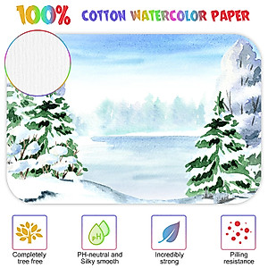 100 Pcs Blank Watercolor Paper Postcards 140lb/300gsm Heavyweight Art Paper Post Note Cards White 4 x 6 Inch Watercolor Journal Cards for DIY Mailing Christmas Thanksgiving Painting (Round Angle)