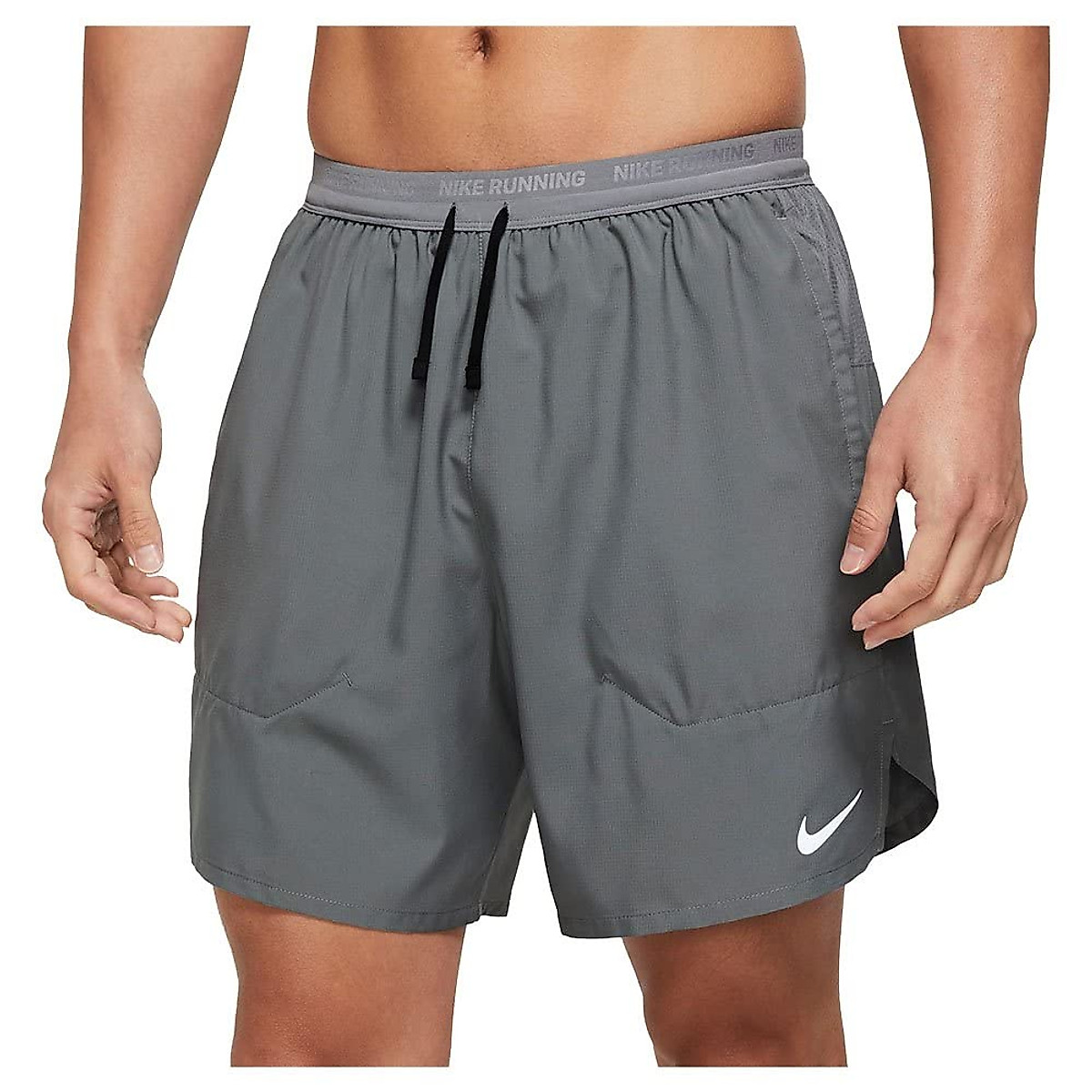 Nike Dri-FIT Stride Men's 7" 2-in-1 Running Shorts (as1, Alpha, m, Regular, Regular, Smoke Grey/Dark Smoke Grey/Black)