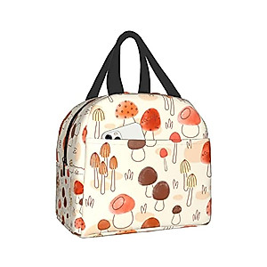 Senheol Cute Mushroom Print Lunch Box, Kawaii Small Insulation Lunch Bag, Reusable Food Bag Lunch Containers Bags for Women Men