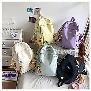 HANXIUCAO Kawaii Backpack For Girls Teens Fashion Daypack Laptop School Bag With Cute Pendant (white) One_Size
