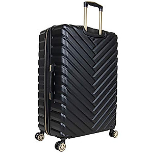 Kenneth Cole Reaction "Madison Square" Women's Luggage Lightweight Hardside Chevron Expandable 8-Wheel Spinner Checked Suitcase, 24-inch Checked, Black