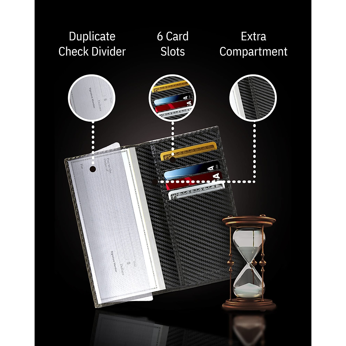 Access Denied Genuine Leather Checkbook Cover For Women & Men - Checkbook Holder For Duplicate Checks Card Wallet RFID