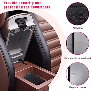 Dickno Car Registration and Insurance Holder, 5.51" × 5.11" Leather Vehicle Glove Box Organizer with Magnetic Closure, Auto Document Holder for Cards and Drive License (Black)