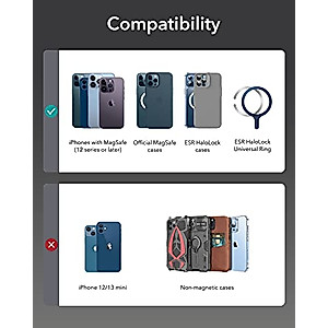 ESR Magnetic Wallet, Compatible with MagSafe Wallet, 3-Card Holder, Vegan Leather, for Secure-Grip Finger Loop, for iPhone 15/14/13/12 Series, Not for 13/12 Mini, Black