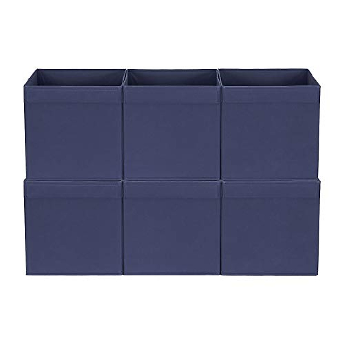 Household Essentials 87-1 Foldable Fabric Storage Bins | Set of 6 Cubby Cubes with Flap Handle, Navy Blue
