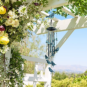 Monsiter QE Bird Wind Chimes for Outside, Outdoors with 4 Large Aluminum Tubes & S Hook - Clearance Hanging Decor for Garden, Patio, Backyard or Porch