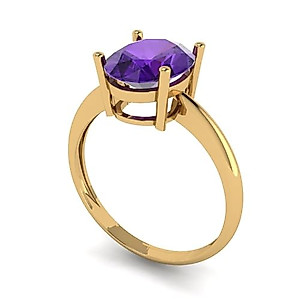 Clara Pucci 2.5ct Oval Cut Solitaire Natural Purple Amethyst Engagement Bridal Promise Anniversary Ring 18K Yellow Gold Size 3.75