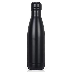 FYY Insulated Water Bottle, 17oz/500ml Vacuum Stainless Steel Water Bottles, Sports Water Bottles Keep Cold for 24 Hours and Hot for 12 Hours, BPA Free Leak Proof Reusable Water Bottle Black
