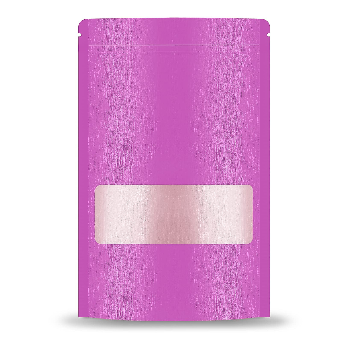 WObell 50pcs Kraft Ziplock Pouches,4.7x7.9 Inch Resealable Stand up Bags with Window, Reusable Ziplock Food Storage Pouches,Heat Sealable Bags Purple