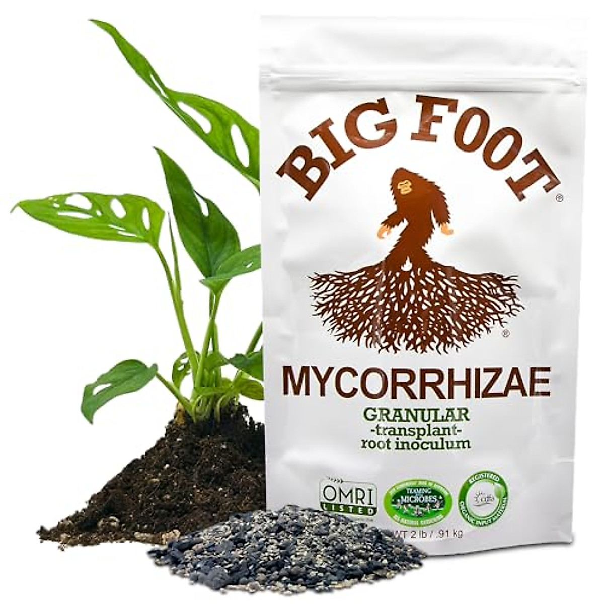 BIG FOOT GRANULAR Organic (2 lb )Mycorrhizae Fungi Inoculant with Plant Food Nutrient ingredients for Plant Root Growth, Use For Transplanting, 2 lbs
