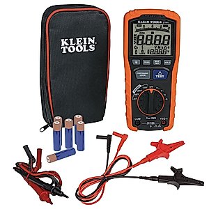 Klein Tools ET600 Multimeter, Megohmmeter Insulation Tester, 4000 Ohms Resistance, 125V/250V/500V/1000V, Auto-Ranging TRMS Multimeter,Orange/Black