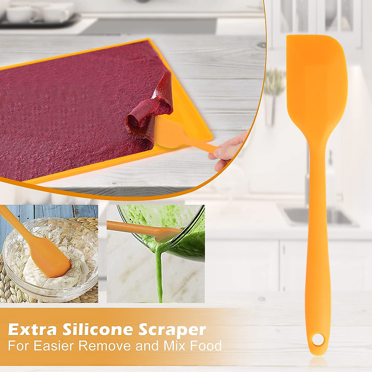 6PCS Silicone Dehydrator Sheets with Edge,Avkast Fruit Leather Trays Compatible with Cosori CP267-FD,Non-stick Dehydrator Trays for Liquid Fruits Meat Vegetables Herbs with Silicone Scraper