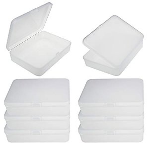 Goodma 8 Pieces Frosted Rectangular Plastic Boxes Empty Storage Organizer Containers with Hinged Lids for Small Items and Other Craft Projects (4.5 x 3.3 x 1.1 inch)