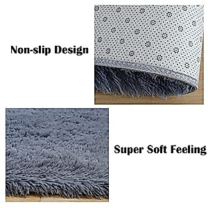 Heavyoff Fluffy Shaggy Area Rugs for Bedroom, Soft Non-Slip Plush Carpet Feet Floor Mats Rectangular Cozy Rug for Nursery Room Living Room Purple, 1.3 ft x 2 ft