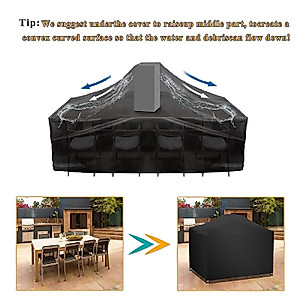 Patio Furniture Covers,Large Outdoor Furniture Cover,112x110x28in/285x280x70cm/LxWxH Outdoor Table and Chair Covers for Winter 420d Outdoor Lawn Patio Furniture Covers with Durable Hem Cord -Black