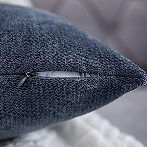 Anickal Blue Grey Pillow Covers 18x18 Inch Set of 2 Solid Rustic Farmhouse Decorative Throw Pillow Covers Square Cushion Case for Home Sofa Couch Decoration