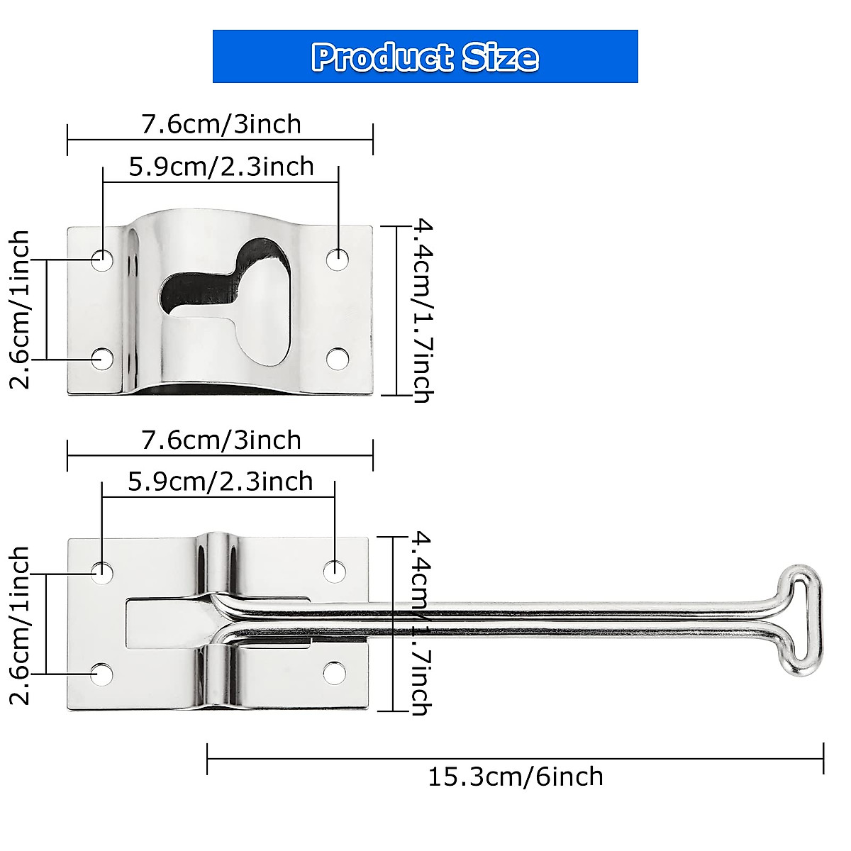ACXFOND T Style RV Entry Door Holder, 304 Stainless Steel Trailer Door Latch, 6 Inches RVDoor Latch Trailer Door Holder RV Screen Door Latch for Camper Trailer Cargo(2 Set)
