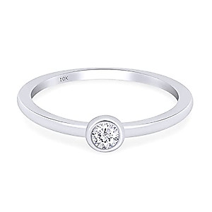 SAVEARTH DIAMONDS Round Cut Lab Grown Diamond Solitaire Stackable Engagement Ring In 10K Solid White Gold Jewelry For Women (G-H Color, VS-SI Clarity, 0.07 Cttw)-6