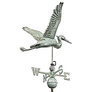 Good Directions Blue Heron Weathervane, Blue Verde Copper, Patina
