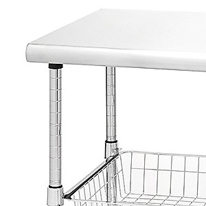 Seville Classics NSF Commercial Stainless Steel Top Work Table Island Utility Cart Prep Station, 78 for Restaurant, Kitchen, Warehouse, Garage, Hotel, Home, 55 Steel, 24" W x 20" D x 36" H