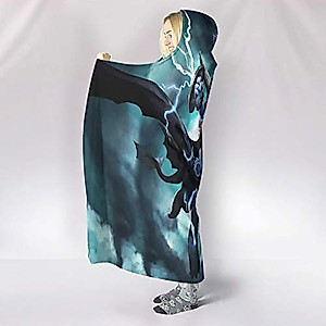 Zerosubsidi Stitch Toothless Viking Hoodie Blanket Throw Comfortable Wrap Wearable Blanket for Children Boys Girls Adults White 60x80 inch