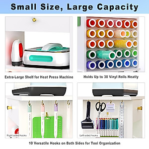 Craft Organization and Storage Rolling Cart Compatible with All Cricut Machines, Craft Table with 30 Vinyl Roll Holders,Craft Cart with Storage for Craft Room Home